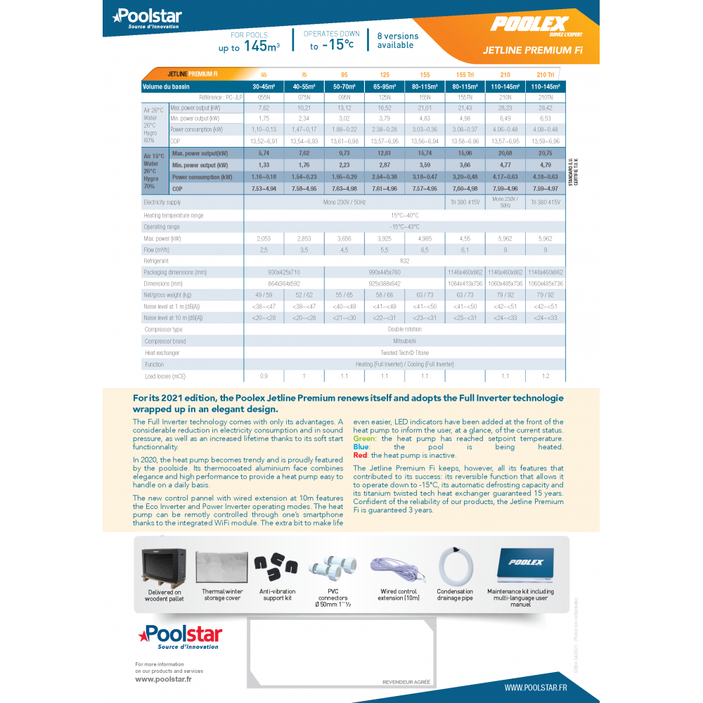 Swimming pool heat pump Poolex Jetline Premium FI
